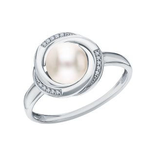 Золотое кольцо с жемчугом и бриллиантами БРИЛЛИАНТЫ ЯКУТИИ: белое ...