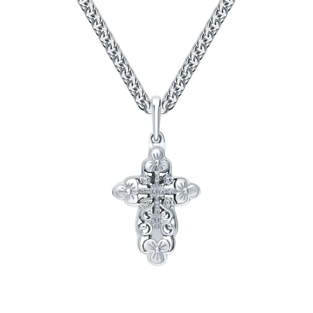 Серебряный крест-подвеска с топазами SUNLIGHT 09770411: белое серебро ...