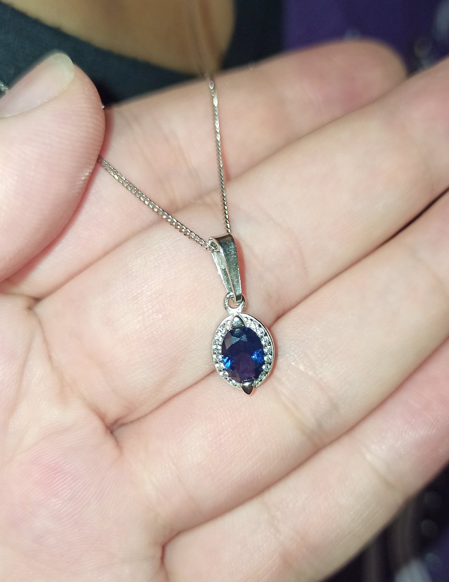 Серебряная подвеска с фианитами и сапфирами синтетическими AQUAMARINE ...