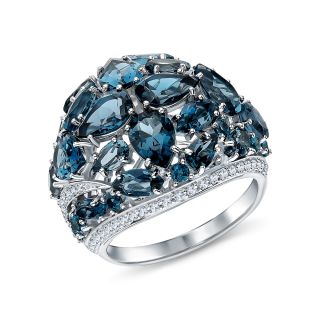 Золотое кольцо с бриллиантами природными и топазами природными АКАДЕМИЯ ...