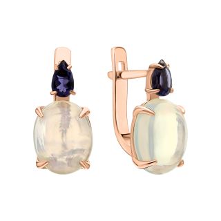 Золотые серьги с опалами и иолитом МОСКОВСКИЙ ЦЕПЕВЯЗАЛЬНЫЙ ЗАВОД ...