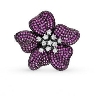 Серебряная брошь с корундом SUNLIGHT S60288-O9W-04: белое серебро 925 ...